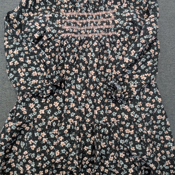 Zara | Dresses | Zara Black Dress With Pink And Cream Floral Pattern ...